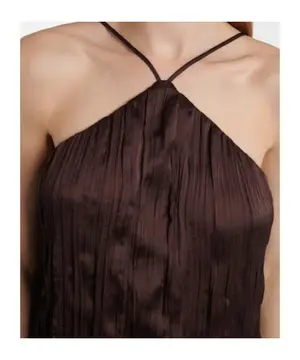 Staud Akari Plissé Halterneck Maxi Dress