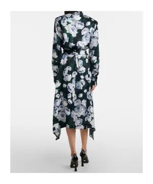 Stella McCartney Floral Tie-neck Satin Midi Dress