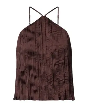 Staud Akari Plissé Halterneck Top - Red