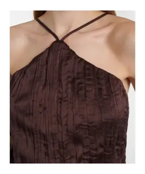 Staud Akari Plissé Halterneck Top