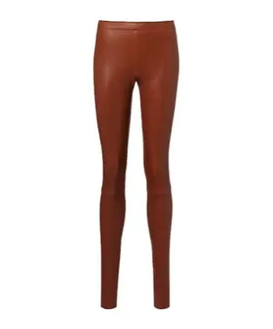Stouls Leather Slim Pants - Brown