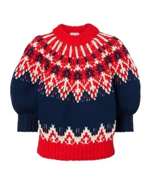 ALTUZARRA Altuzarra Fair Isle Puff Sleeve Knit Sweater