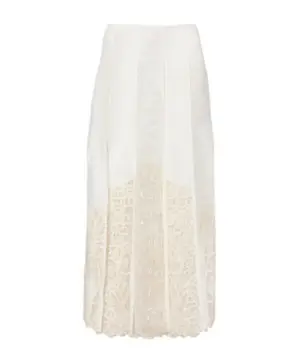ALEMAIS Rosemary Linen-blend Midi Skirt - White