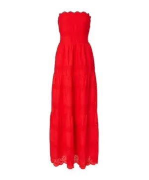 Melissa Odabash Sophie Broderie Anglaise Cotton Maxi Dress - Red
