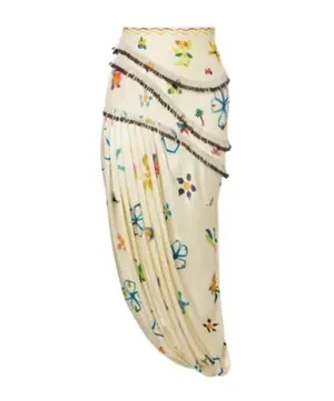 ALEMAIS Sidi Embellished Linen-blend Midi Skirt - Nude
