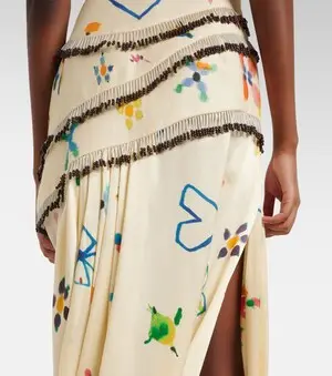 ALEMAIS Sidi Embellished Linen-blend Midi Skirt