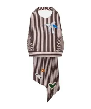 ALEMAIS Sirocco Embroidered Striped Cotton Crop Top - Gray