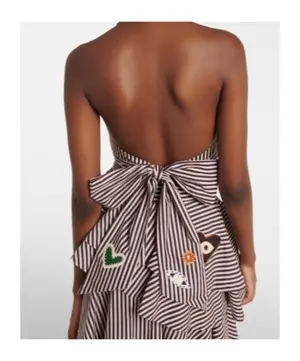 ALEMAIS Sirocco Embroidered Striped Cotton Crop Top