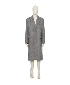 Valentino Garavani Single-breasted Wool Coat With All-over Chevron Pattern - Gray
