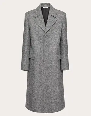 Valentino Garavani Single-breasted Wool Coat With All-over Chevron Pattern