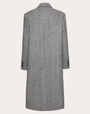 Valentino Garavani Single-breasted Wool Coat With All-over Chevron Pattern