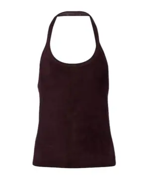 Stouls Cherry Halterneck Suede Top - Black