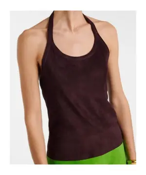 Stouls Cherry Halterneck Suede Top