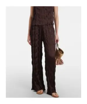 Staud Plissé Wide-leg Pants