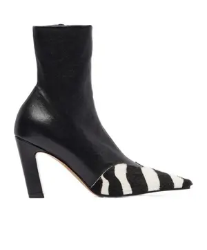 Khaite Nevada 85 Calf Hair And Leather Ankle Boots - Black