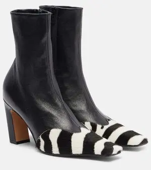 Khaite Nevada 85 Calf Hair And Leather Ankle Boots