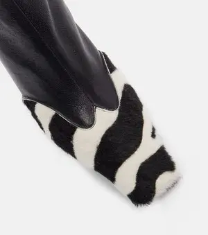 Khaite Nevada 85 Calf Hair And Leather Ankle Boots