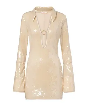 Oseree Sequined Mini Dress - Nude