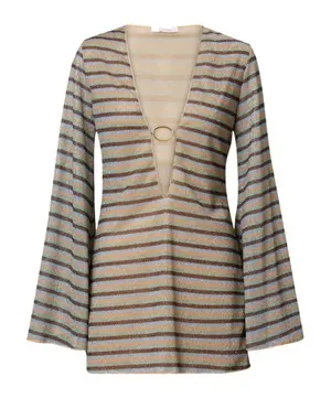 Oseree Lumière Striped Mini Dress - Gray
