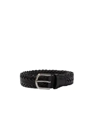 Giorgio Armani Braided Leather Belt - Black