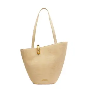 Jacquemus Le Bambola Croc-effect Suede Tote Bag - Beige