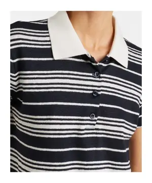 FRAME Striped Linen-blend Polo Shirt