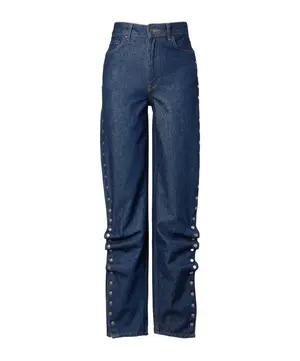ROTATE BY BIRGER CHRISTENSEN High-waisted Snap-button Jeans - Blue