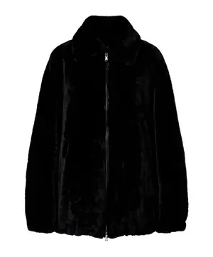 Nour Hammour Plush Shearling Jacket - Black
