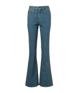 Burberry Check Flared Jeans - Blue