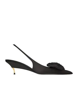 Saint Laurent Dakota Rose Detailed Slingback Pumps