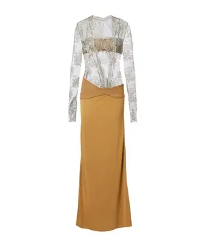 Christopher Esber Sèpienne Lace And Suede Gown - Brown