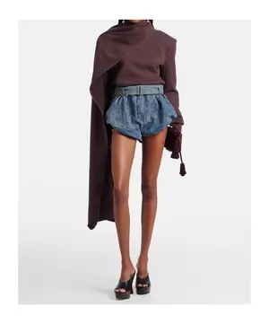Magda Butrym Belted High-rise Denim Shorts