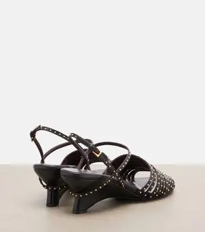 Khaite Drew Studded Leather Wedge Sandals