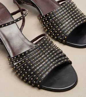 Khaite Drew Studded Leather Wedge Sandals