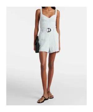 Simkhai Striped Cotton-blend Seersucker Romper