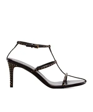 Khaite Cage Studded Leather Sandals - Black