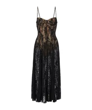 Norma Kamali Floral Lace Slip Dress - Black