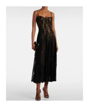 Norma Kamali Floral Lace Slip Dress