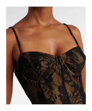Norma Kamali Floral Lace Slip Dress