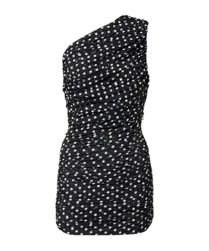 PATOU Polka-dot One-shoulder Minidress - Black