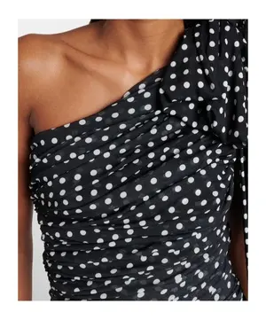 PATOU Polka-dot One-shoulder Minidress
