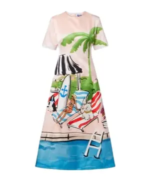 LEO Caroline Cotton And Silk Midi Dress - Multicolor