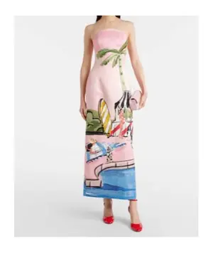 LEO Ava Beaded Printed Corset Dress