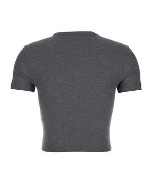 Fendi Ribbed Cropped T-shirt With Logo Lettering