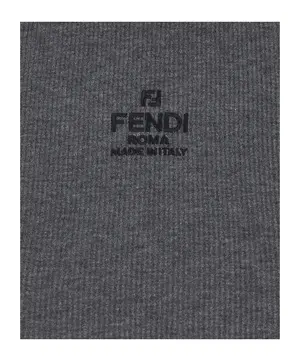 Fendi Ribbed Cropped T-shirt With Logo Lettering
