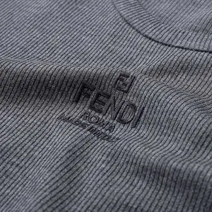 Fendi Ribbed Cropped T-shirt With Logo Lettering