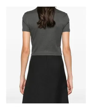 Fendi Ribbed Cropped T-shirt With Logo Lettering