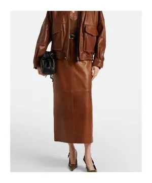 Nour Hammour Ghalia Leather Pencil Skirt