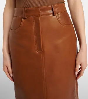Nour Hammour Ghalia Leather Pencil Skirt