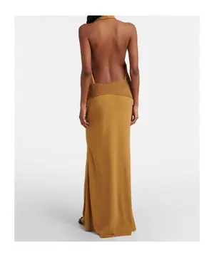Christopher Esber Suede-trimmed Jersey Gown